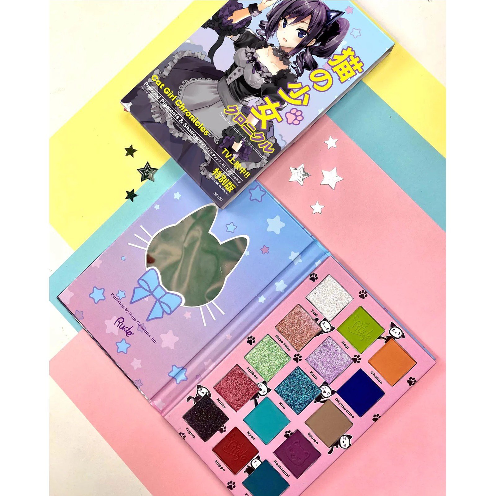 Rude Cosmetics Manga Collection Pressed Pigments & Shadows Palette Cat ...