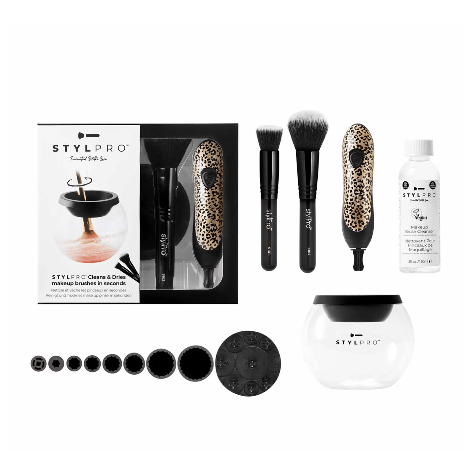 STYLPRO Makeup Brush Cleaner Gift Set Cheetah USA