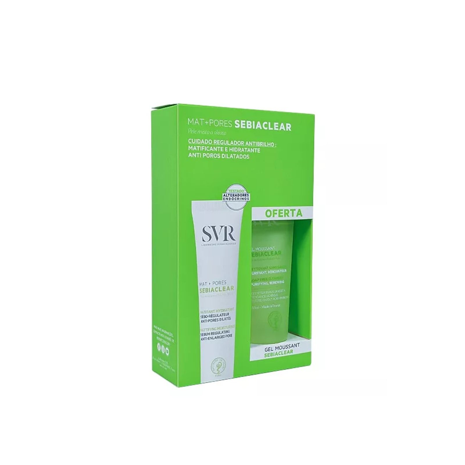 SVR Sebiaclear Mat+Pores Mattifying Moisturizer 40Ml + Cleansing Gel ...
