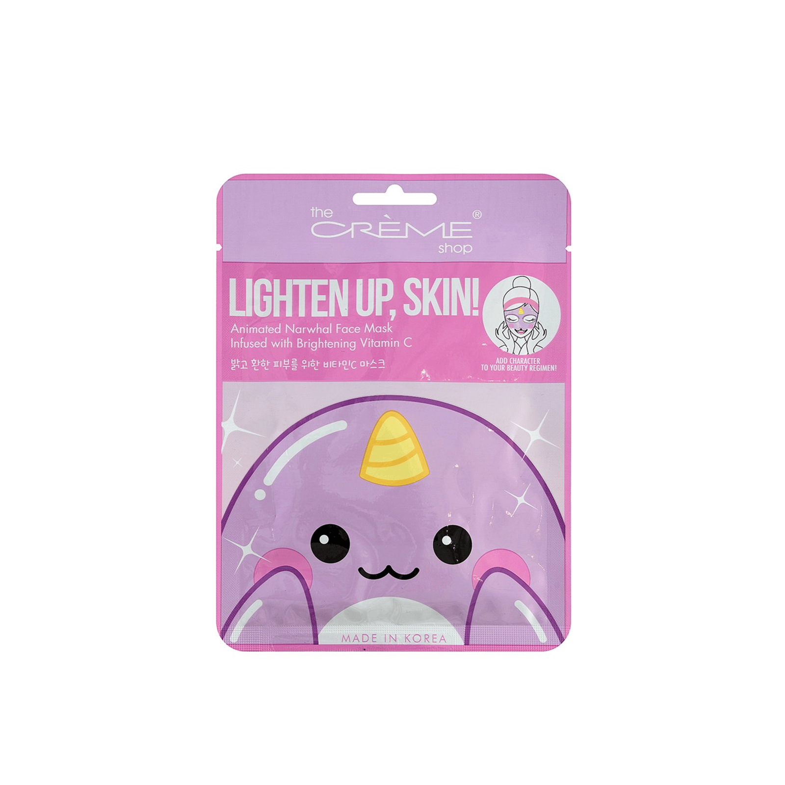 The Crème Shop Lighten Up, Skin! Animated Narwhal Face Mask 25g South Korea