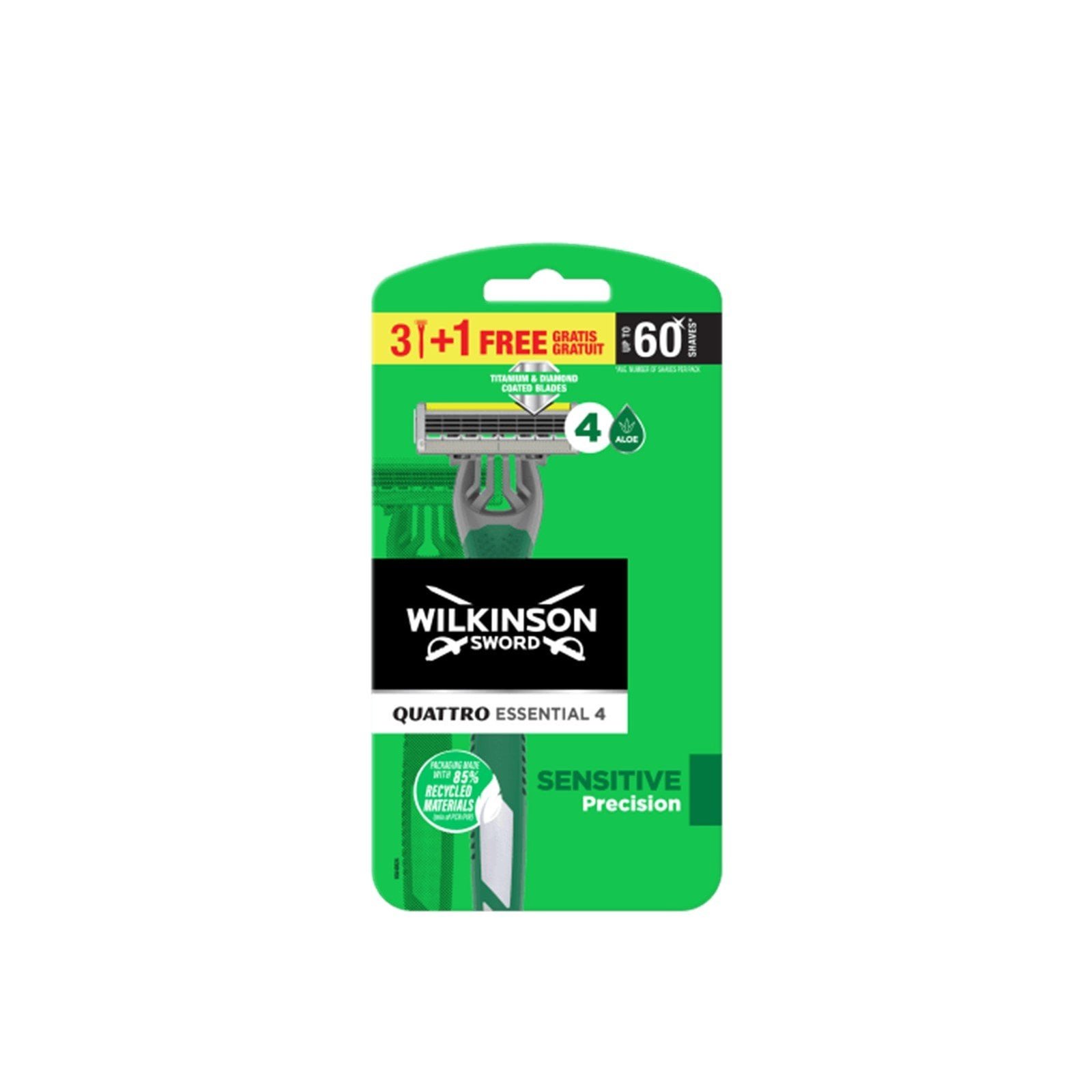 Wilkinson Sword Quattro Essential 4 Sensitive Precision Disposable ...